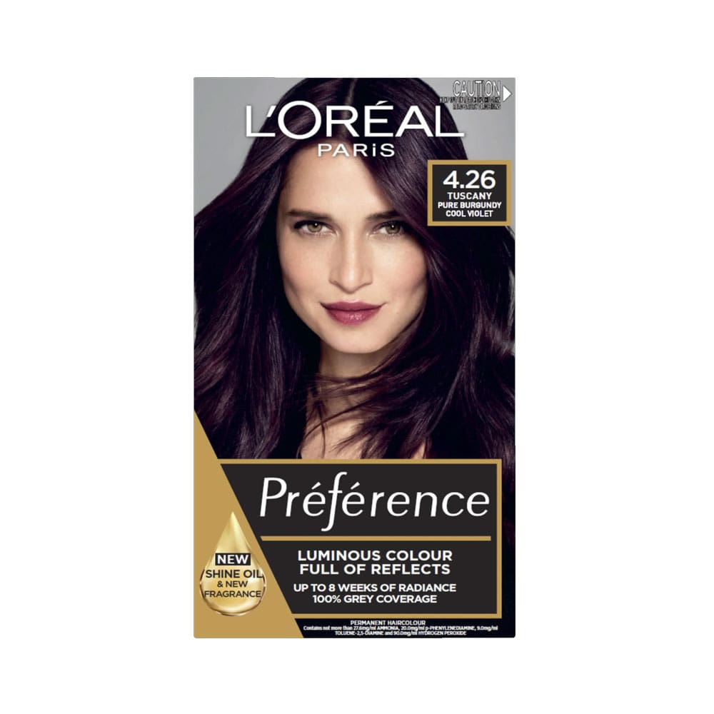 L'Oreal Paris Hair Colour Preference Luminous Colour 4.26 Tuscany Pure ...