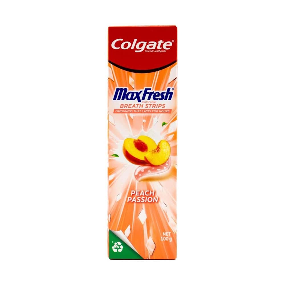 Colgate Fluoride Toothpaste Max Fresh With Mini Breath Strips Peach ...